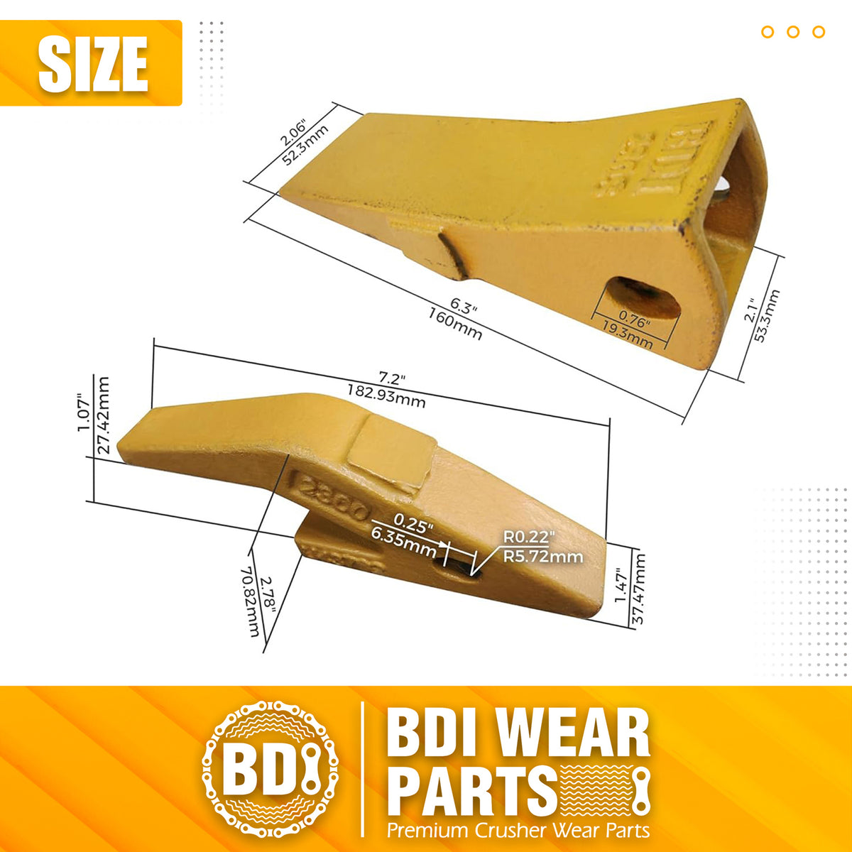 BDI Wear Parts Assembly U43792 Bucket Tooth Adapter, 230S Bucket Teeth